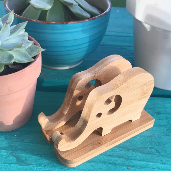 Office | Wooden Elephant Tabletop Phone Stand | Poshmark
